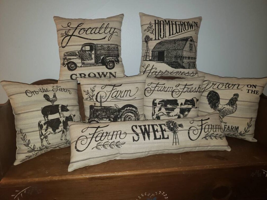 Farmhouse Pillow Decorative Rustic Decor Primitive Porch Throw Pillow ...