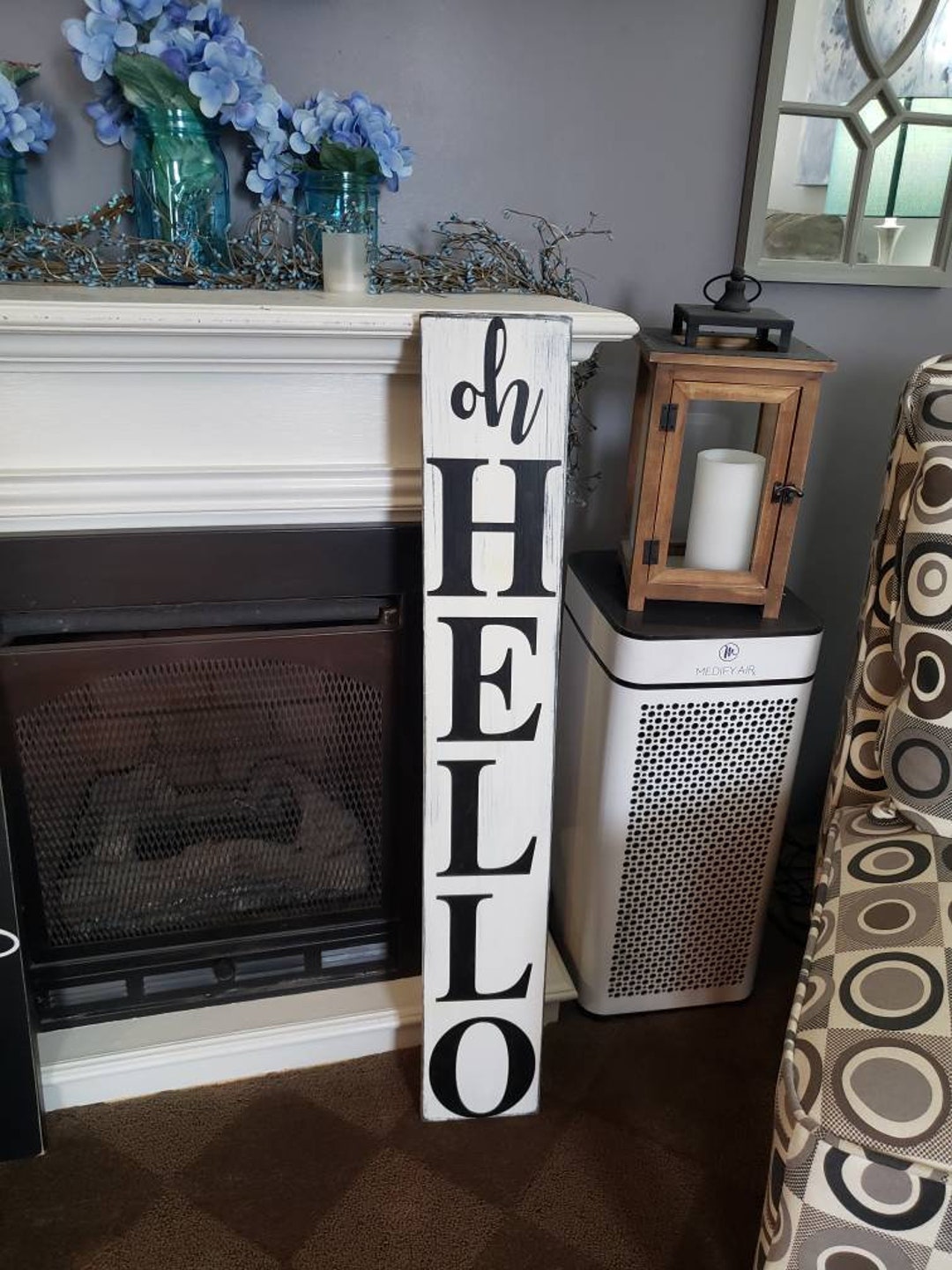 Oh Hello Porch Sign Vertical Wood Sign Entryway Sign Home Sweet Home ...