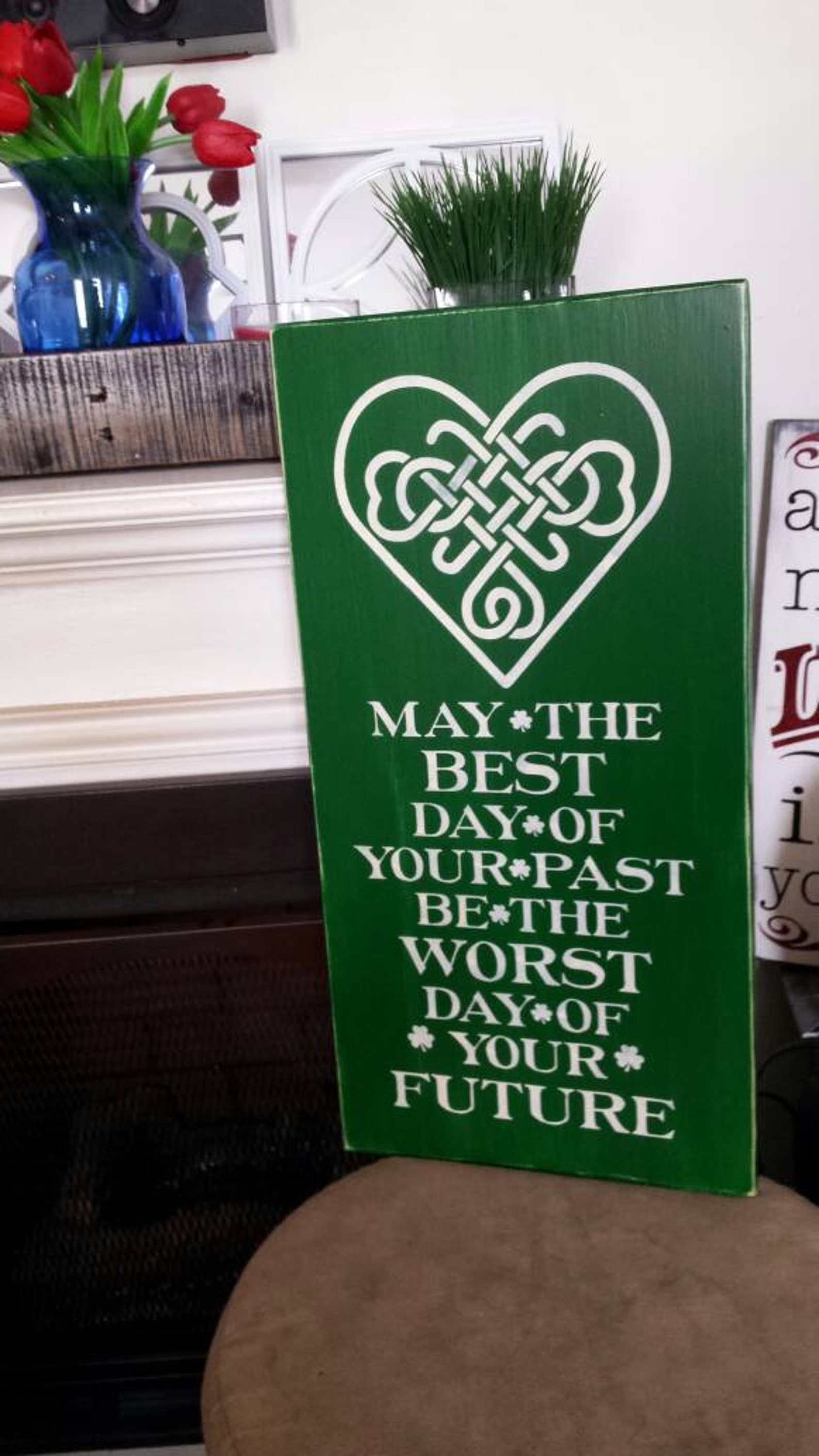 Irish Sign May the Best Day of Your Past Distressed Wood Sign Celtic ...