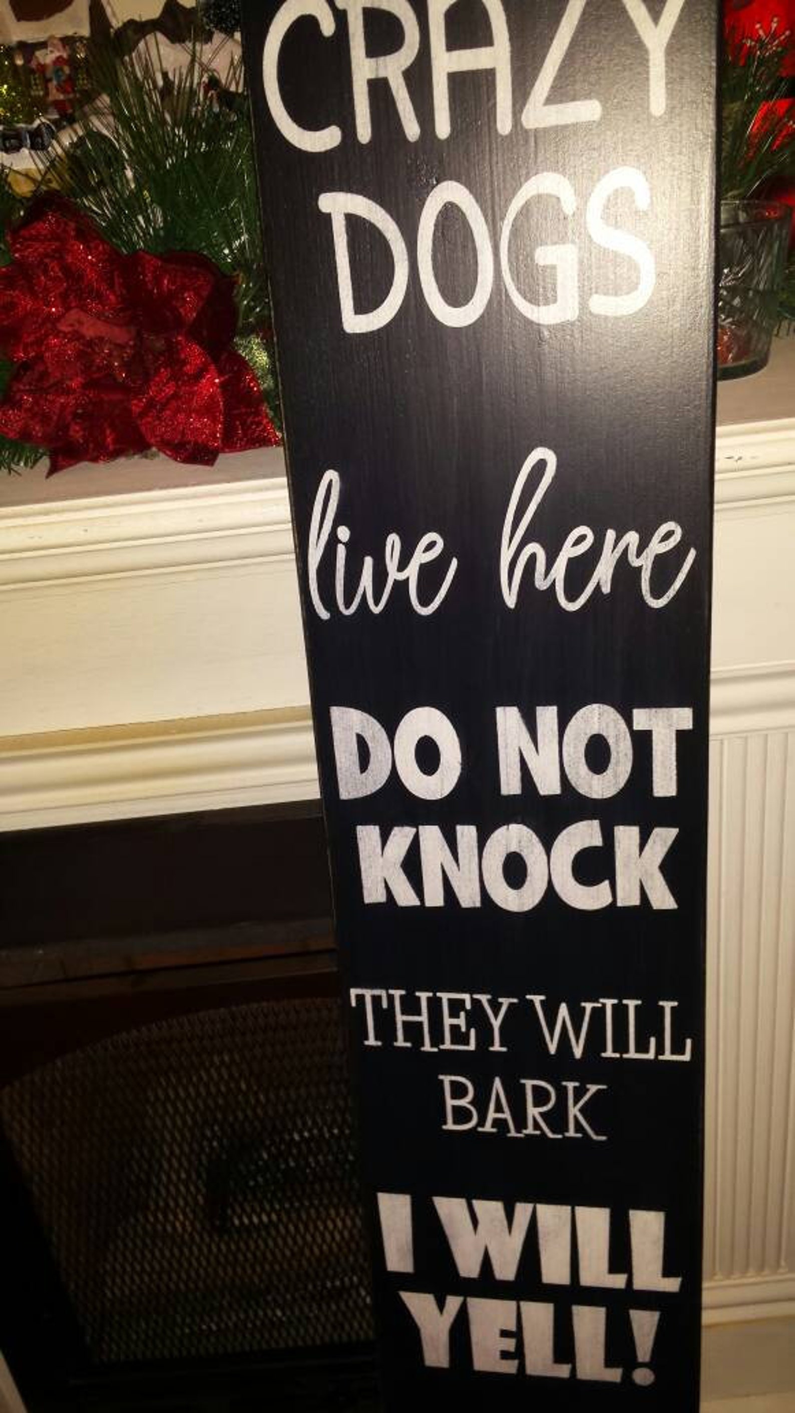 Crazy Dogs Porch Sign Vertical Distressed Wood Sign Pet Decor Humor Dog ...