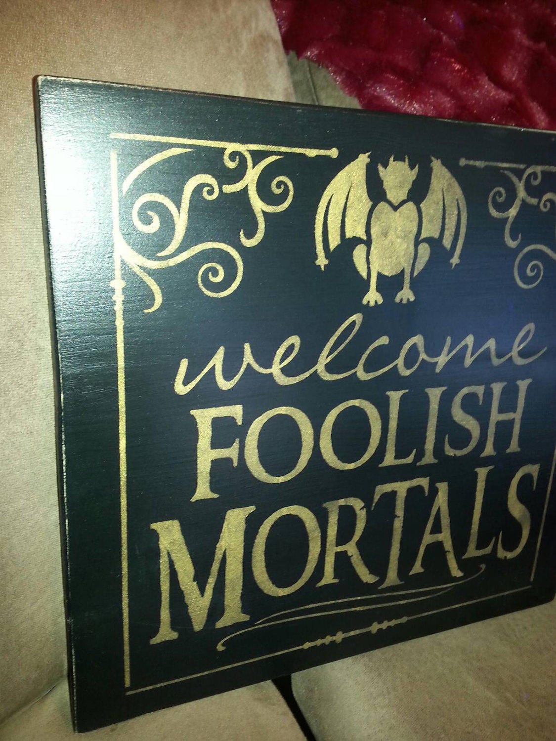 Foolish Mortals Sign Halloween Sign Distressed Wood Rustic Sign ...