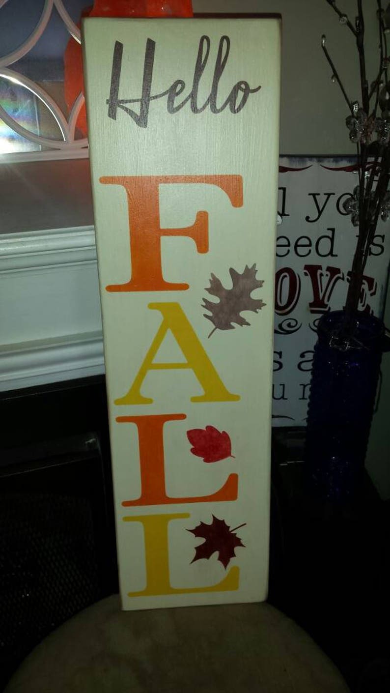 Hello Fall Sign Vertical Porch Sign Wood Sign Distressed Wood - Etsy
