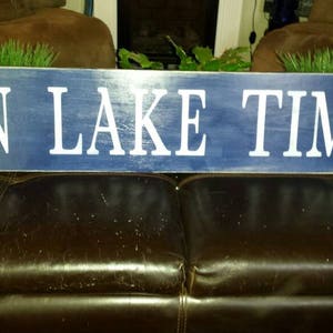 On Lake Time Distressed Wood Sign Extra Large Porch Sign Wall Hanging ...