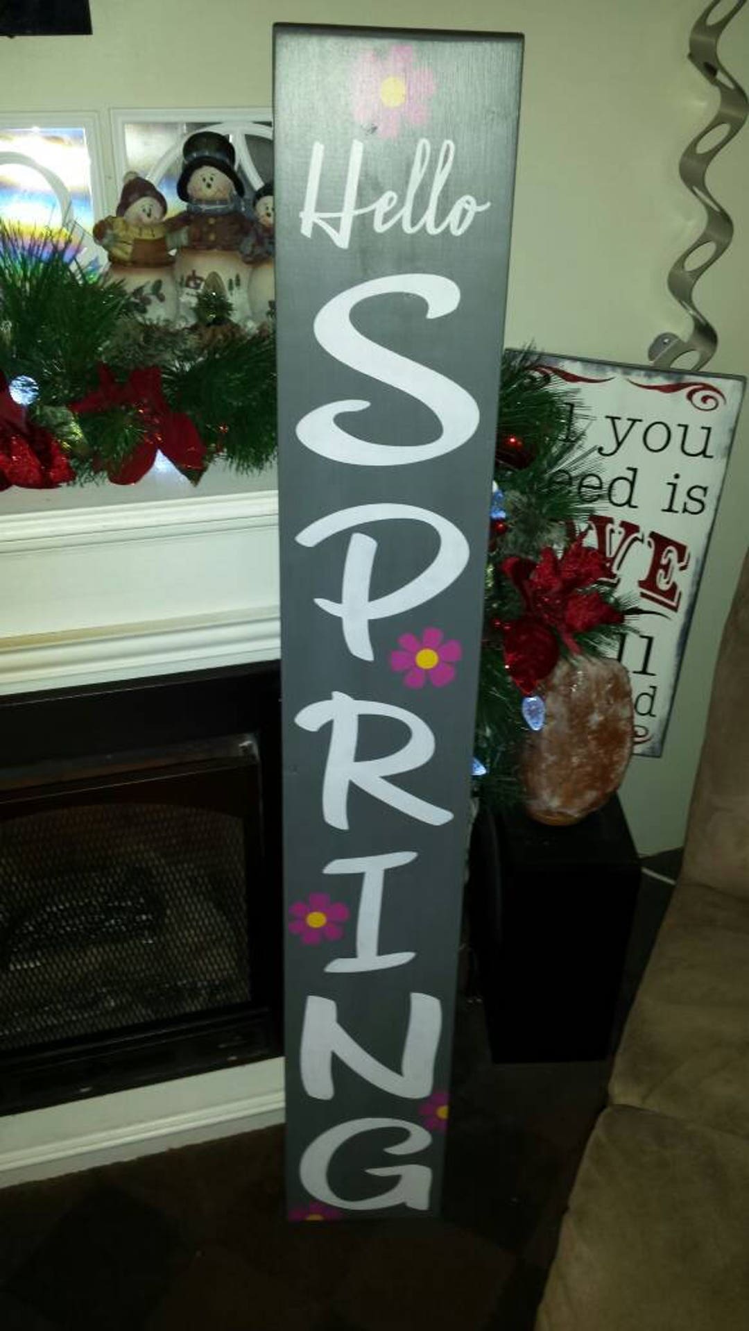 Hello Spring Porch Sign Reversible Vertical Distressed Wood Sign Extra ...