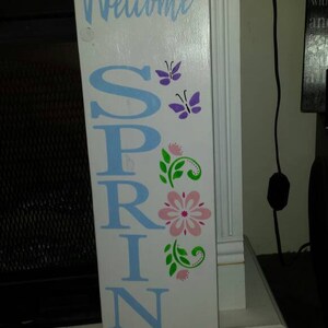Spring Vertical Porch Sign Welcome Spring Reversible Wood Sign ...
