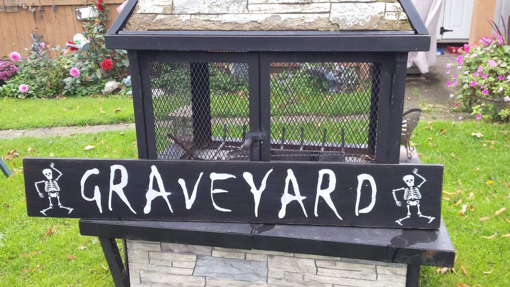 Graveyard Wood Porch Sign 48x8 Horizontal Extra Large Entryway Sign ...