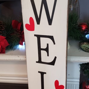 Valentine Porch Sign Welcome Sign With Hearts Welcome Sign Rustic Wood ...