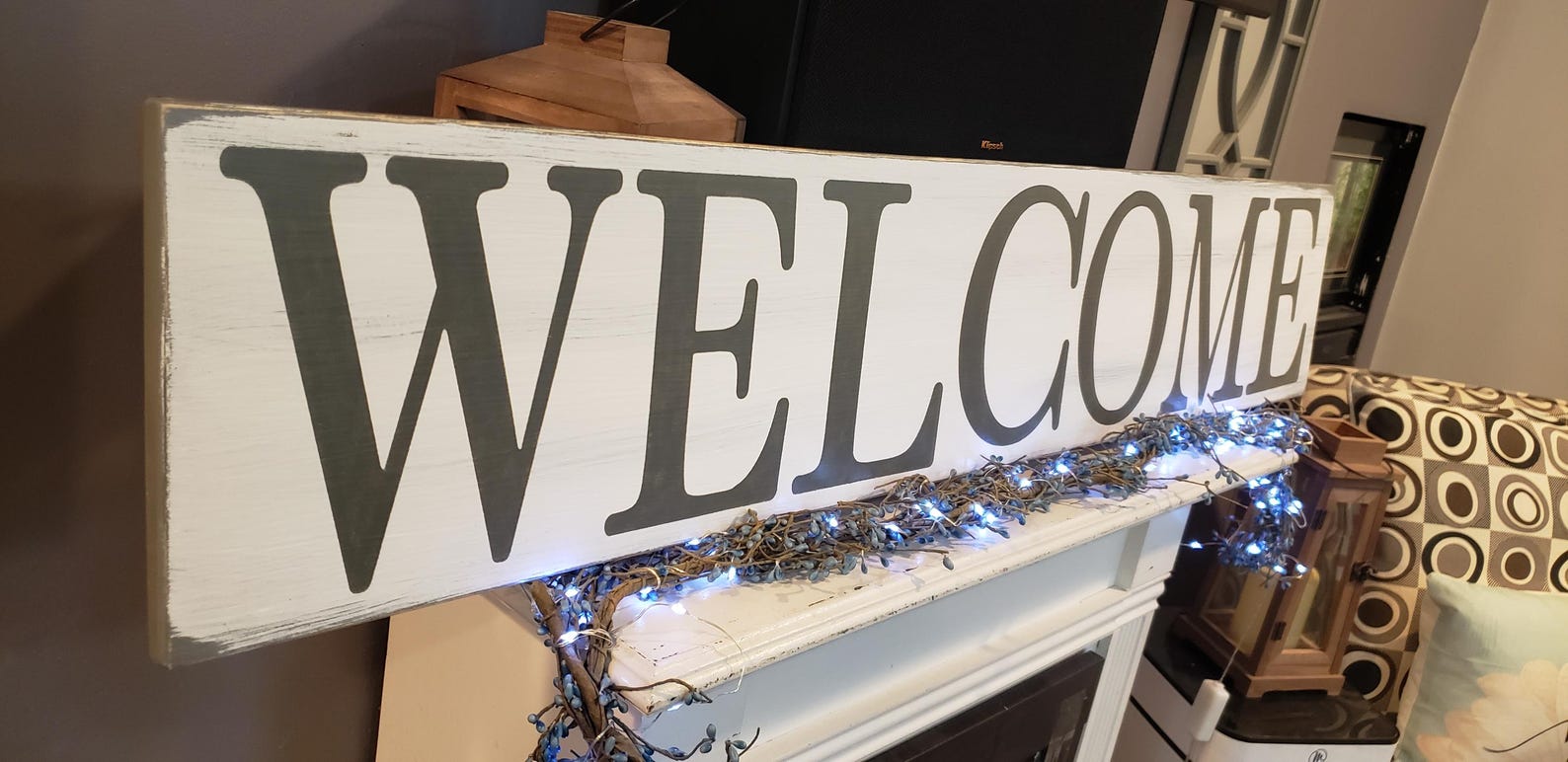 Welcome Sign Horizontal Wall Hanging Entryway Porch Sign Rustic ...