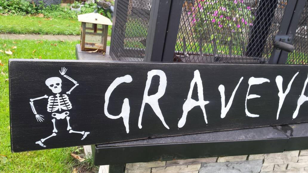 Graveyard Wood Porch Sign 48x8 Horizontal Extra Large Entryway Sign ...