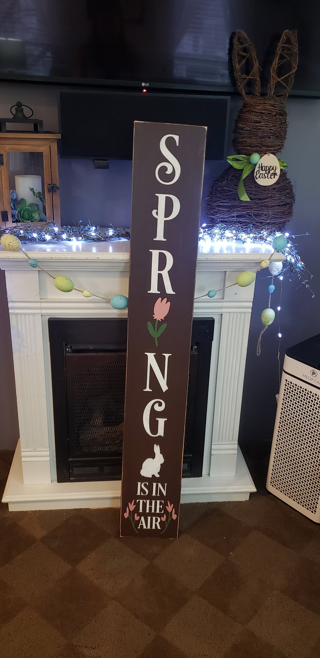 Spring Porch Sign Spring is in the Air Sign Porch Leaner Wood Sign ...