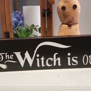 The Witch is in Sign Halloween Witch Sign Distressed Wood Wall Hanging ...