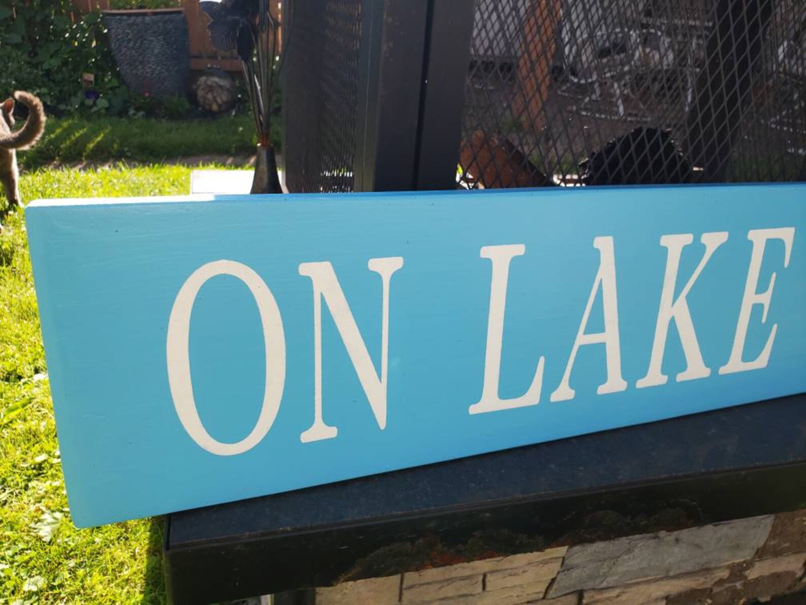On Lake Time Wood Sign Large Porch Sign Wall Hanging Beach House Sign ...