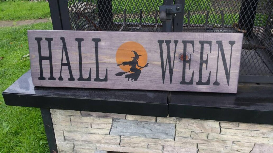 Halloween Sign Witch Wall Hanging Sign Halloween Wood Sign Distressed ...
