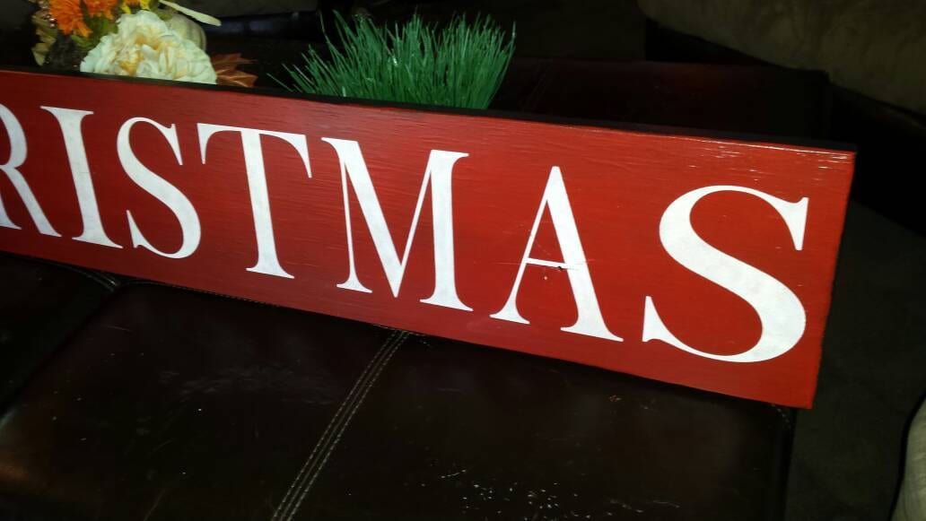 Merry Christmas Sign Rustic Horizontal Christmas Sign Distressed Wood ...