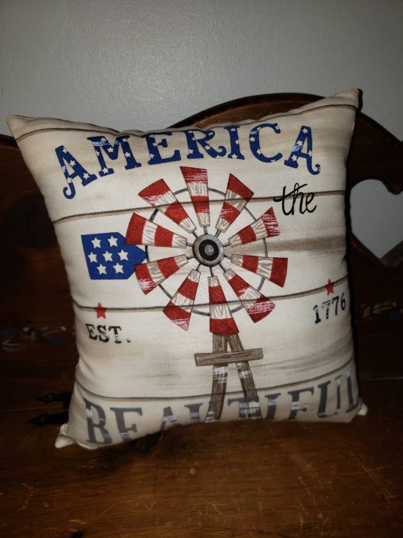 Americana Farmhouse Pillow Rustic Patriotic Decor Primitive - Etsy