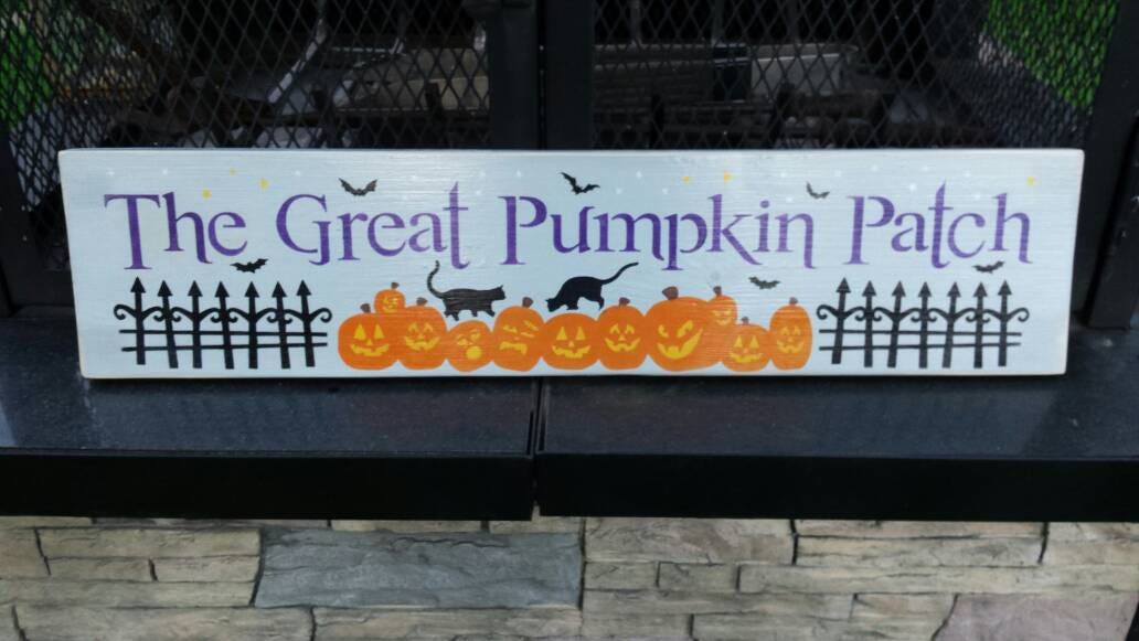 The Great Pumpkin Patch Wood Sign Halloween Sign Primitive Distressed ...