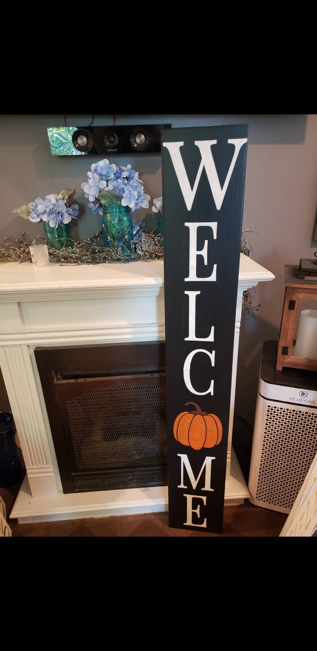 Welcome Porch Sign With Pumpkin Fall Decor Entryway Sign Rustic Wood ...