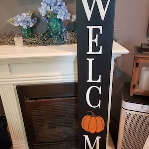 Welcome Porch Sign With Pumpkin Fall Decor Entryway Sign Rustic Wood ...