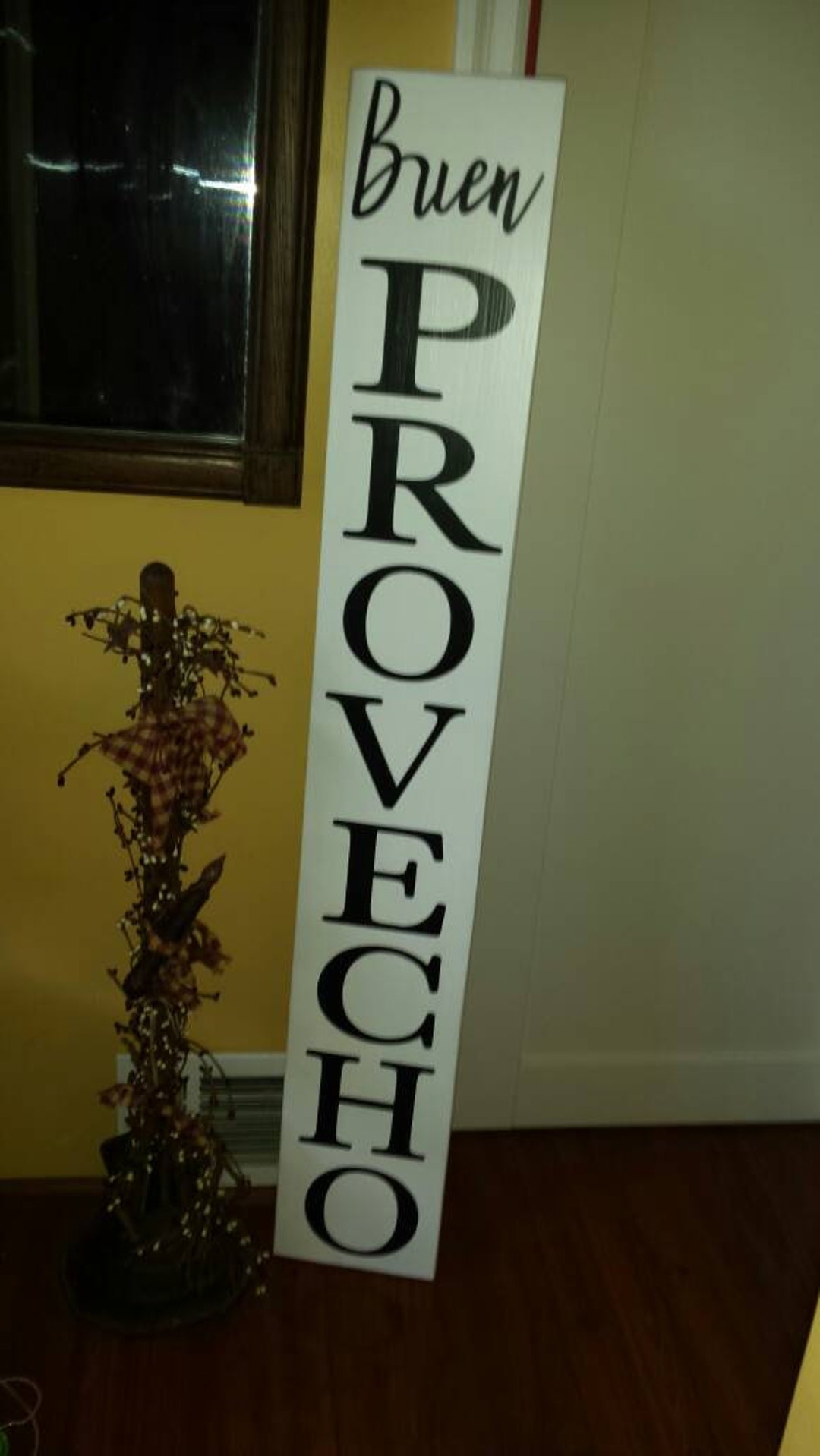 Buen Provecho Extra Large Kitchen Sign Vertical Wood Sign Bon Appétit ...