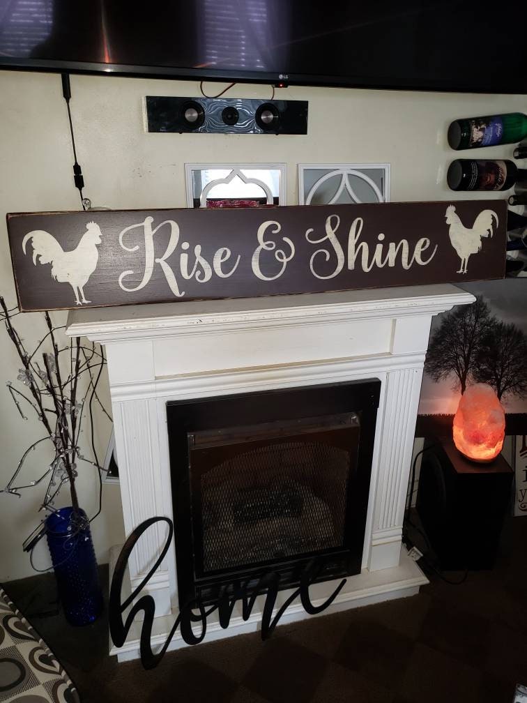 Rise & Shine Sign Horizontal Large Wall Hanging Rustic | Etsy