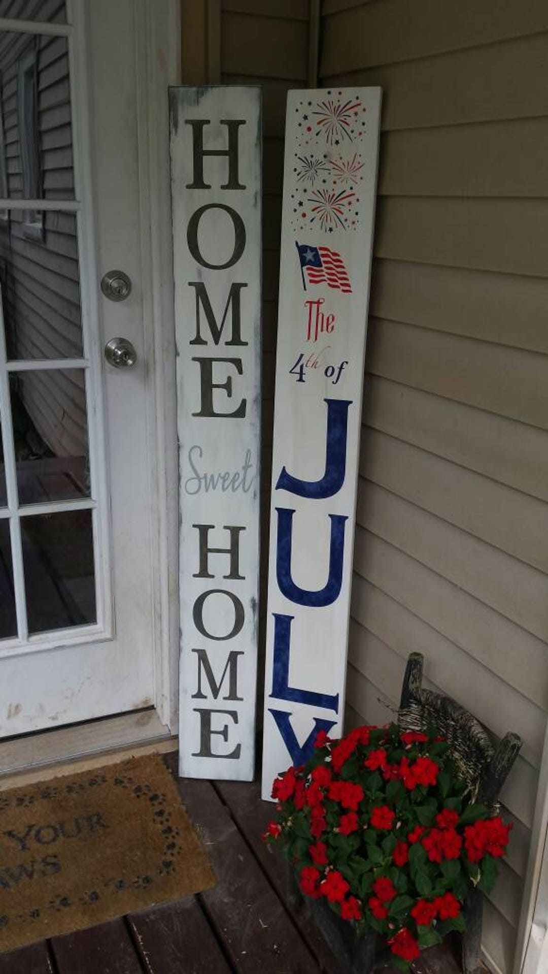 4th of July 5 Ft Porch Sign Fireworks Vertical Distressed Wood Extra ...