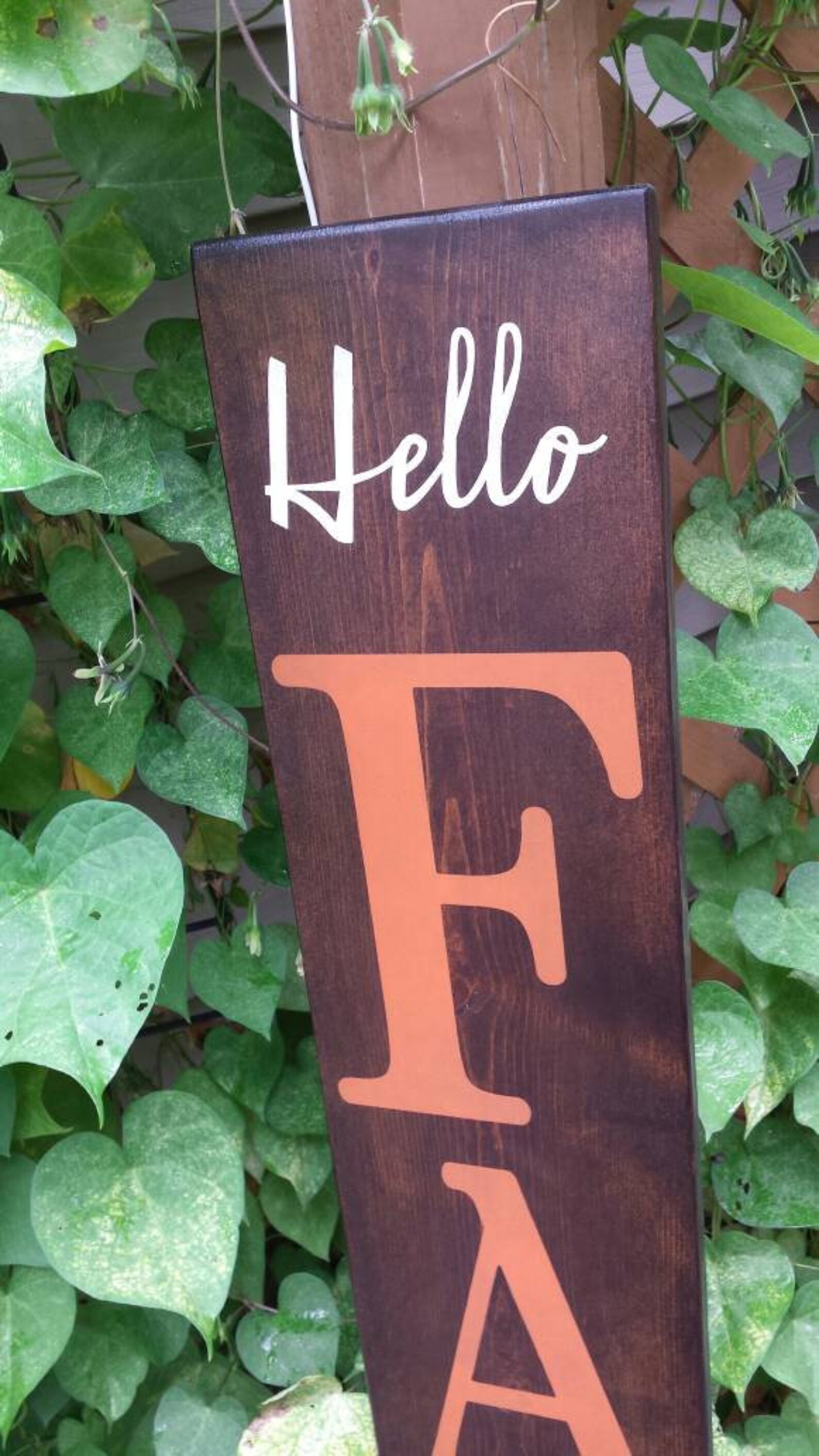 Hello Fall Porch Sign Vertical Stained Wood Sign Extra Large | Etsy