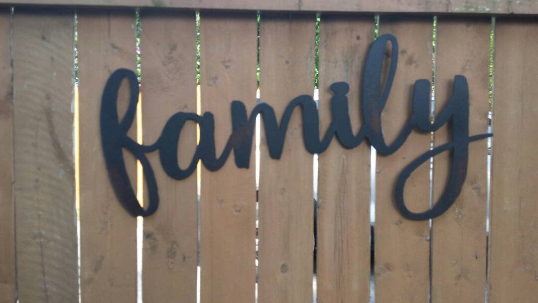 Family Metal Word Sign Distressed Rustic Rusted Wall Hanging Extra ...