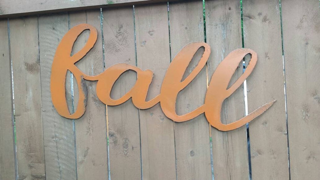 Fall Metal Word Sign Distressed Rustic Rusted Wall Hanging Extra Large ...