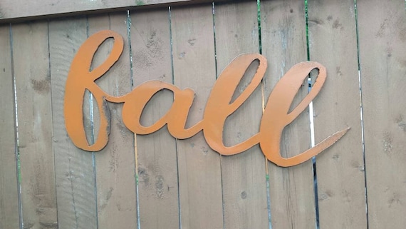 Fall Metal Word Sign Distressed Rustic Rusted Wall Hanging | Etsy
