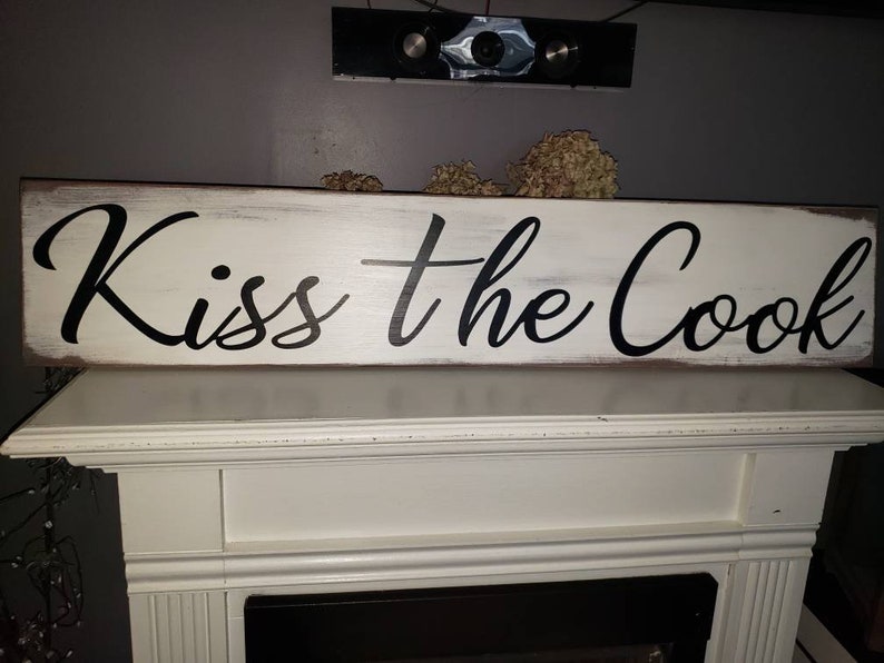 Kiss the Cook Sign Wall Hanging Primitive Farmhouse Decor - Etsy