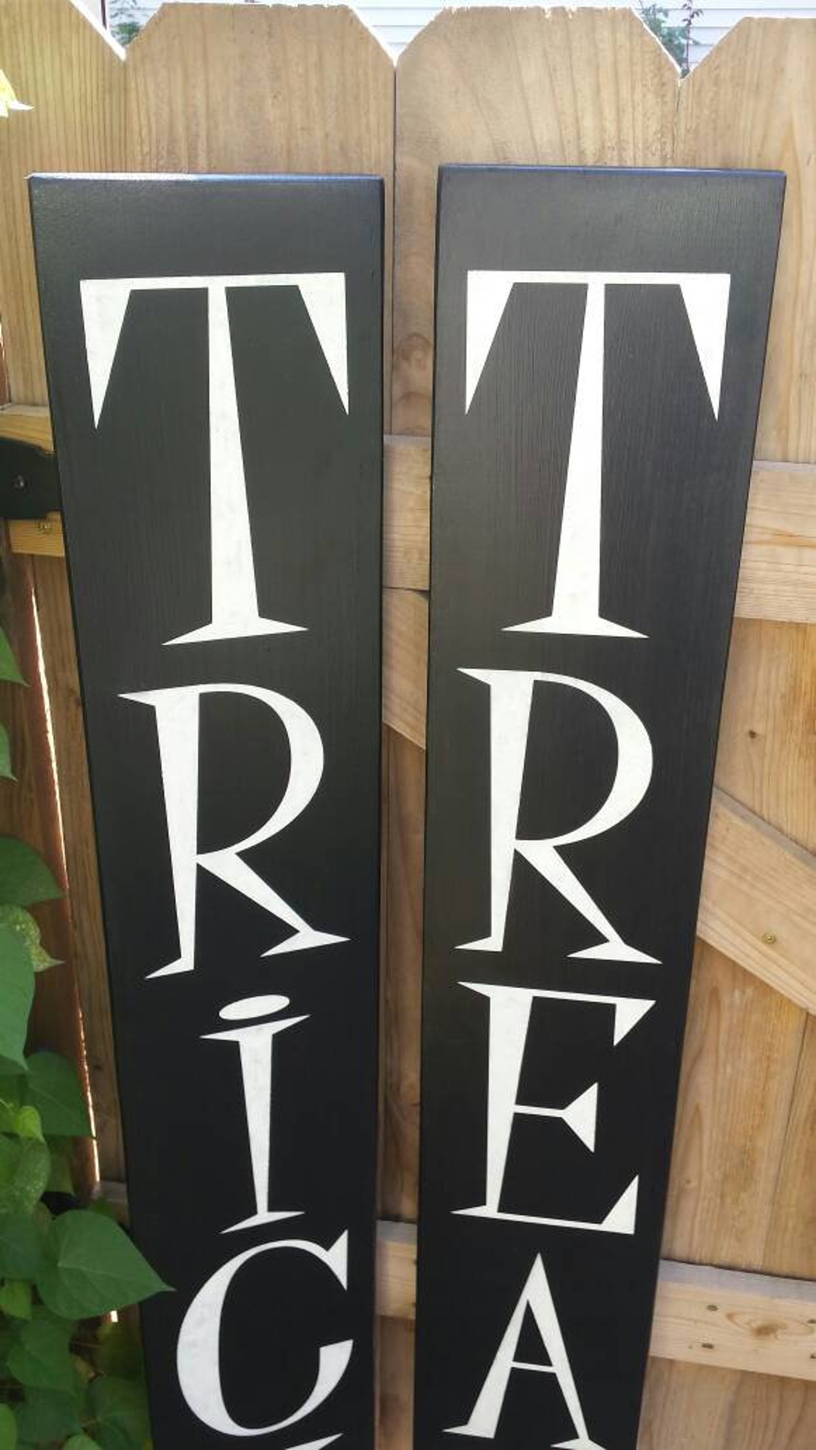 Trick & Treat Signs Halloween Porch Signs Reversible Entryway Sign ...