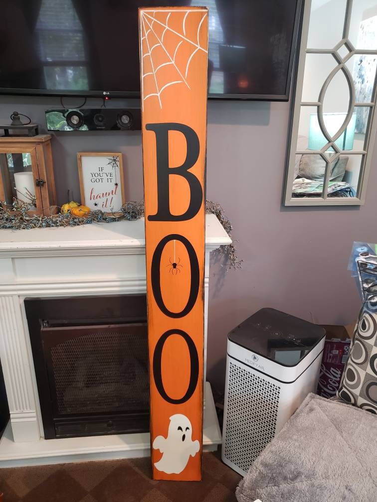 Boo Porch Sign Halloween Entryway Sign Distressed Wood Rustic - Etsy