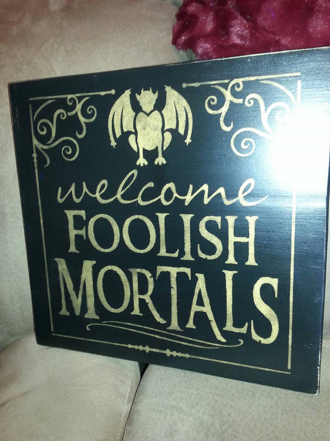 Foolish Mortals Sign Halloween Sign Distressed Wood Rustic Sign ...
