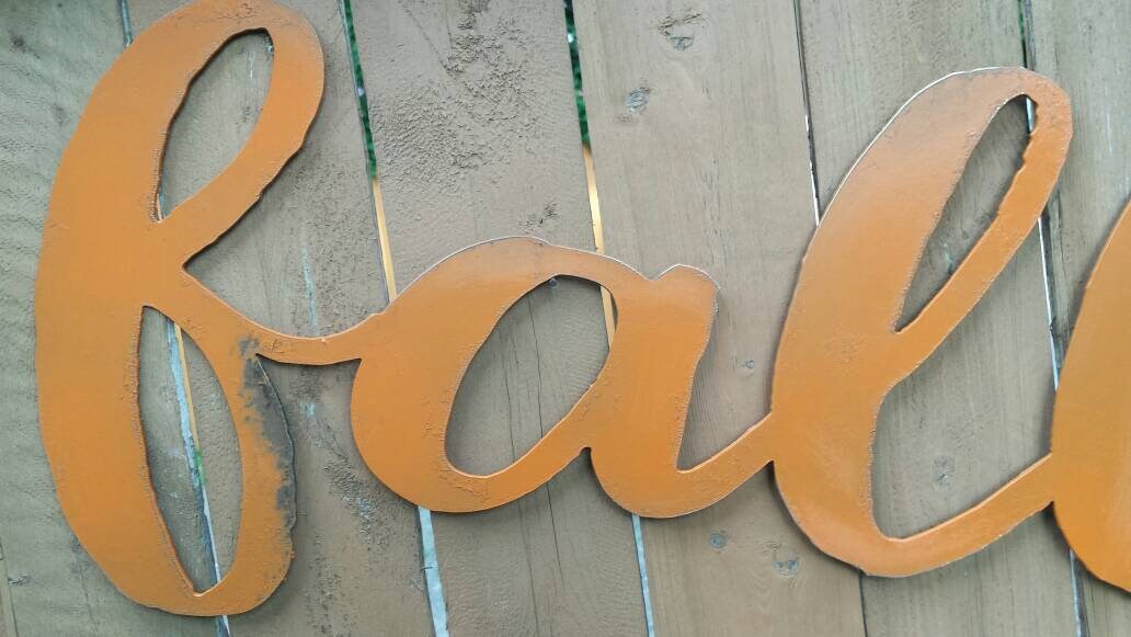 Fall Metal Word Sign Distressed Rustic Rusted Wall Hanging | Etsy
