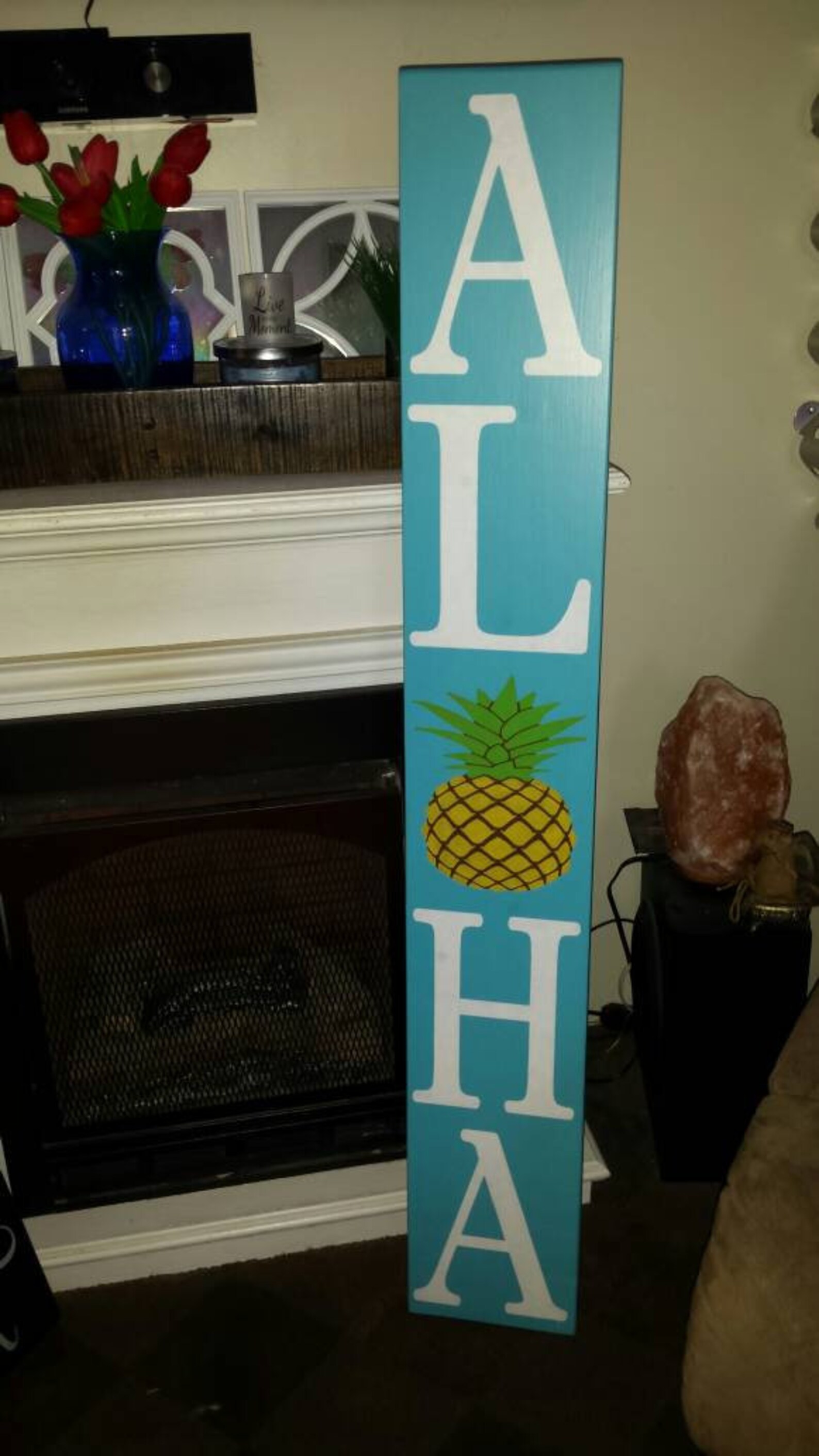 Aloha Hawaiian Wood Porch Sign Hawaiian Pineapple Entryway - Etsy