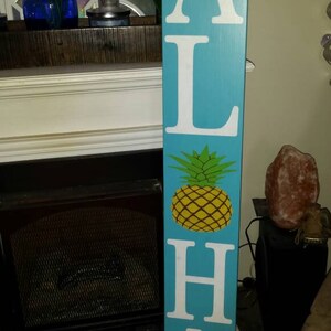 Aloha Hawaiian Wood Porch Sign Hawaiian Pineapple Entryway Wood Rustic ...