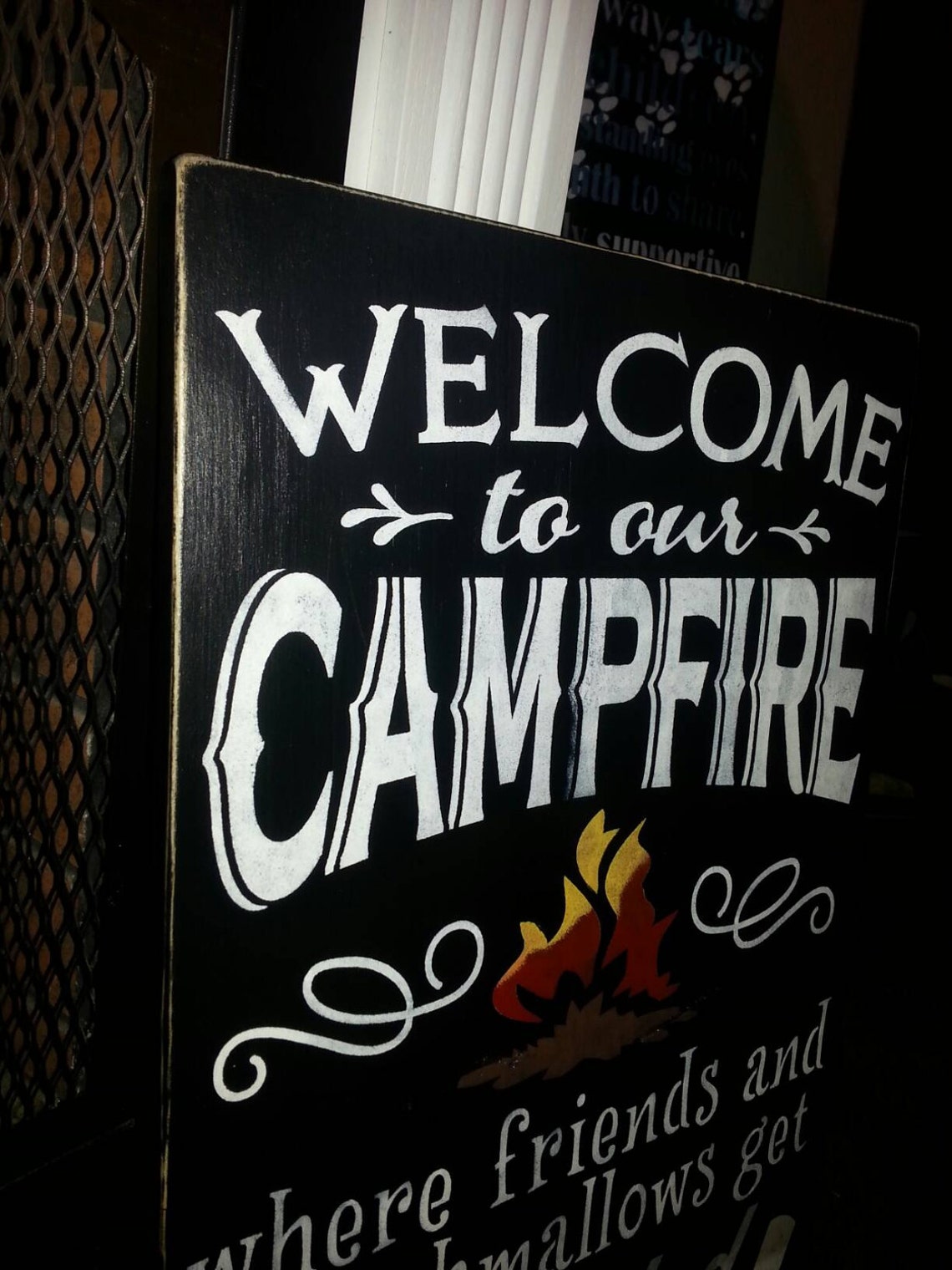 Campfire Wood Sign Distressed Wood Sign Welcome to Our - Etsy
