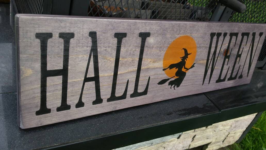 Halloween Sign Witch Wall Hanging Sign Halloween Wood Sign Distressed ...