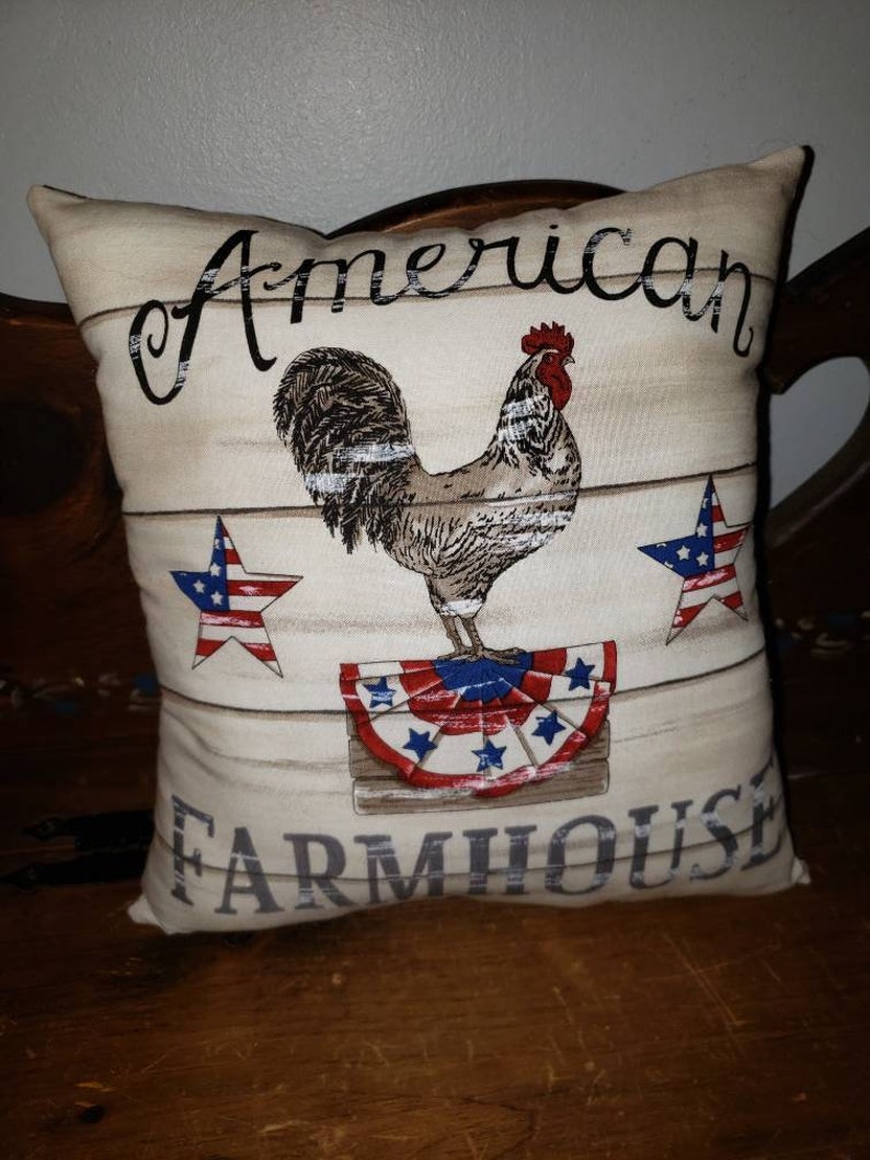 Americana Farmhouse Pillow Rustic Patriotic Decor Primitive - Etsy