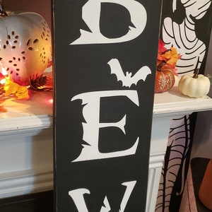 Beware Sign Halloween Sign Distressed Wood Rustic Fall Entryway Porch ...
