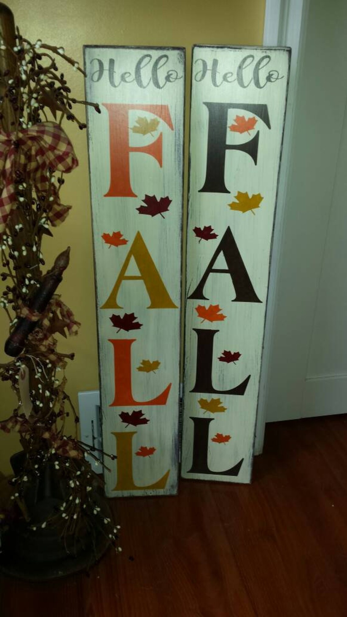 Fall Distressed Wood Sign Rustic Fall Entryway Large Porch Sign ...