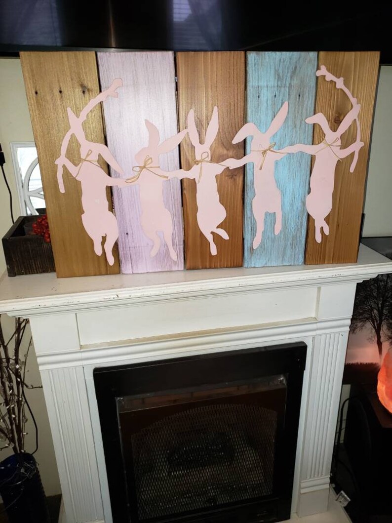 Easter Bunny Pallet Sign Rustic Distressed Wood Sign Dancing - Etsy
