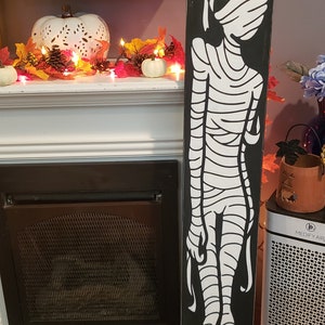 Halloween Porch Sign Skeleton Sign Trick or Treat Sign Mummy Sign ...
