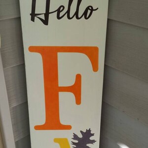 Hello Fall Sign Vertical Porch Sign Wood Sign Distressed Wood Extra ...
