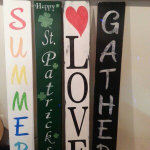 Gather Sign Porch Vertical Reversible Wood Sign Distressed Wood Rustic ...