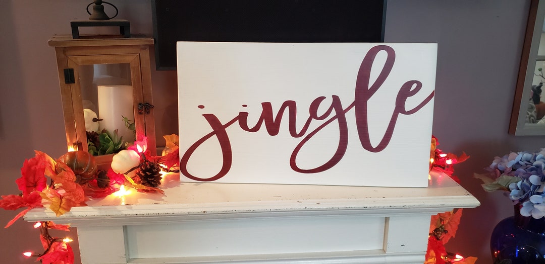 Jingle Sign Christmas Sign Oversized Jingle Sign Wood Wall Hanging ...