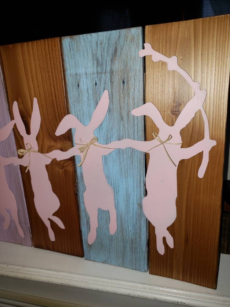 Easter Bunny Pallet Sign Rustic Distressed Wood Sign Dancing - Etsy