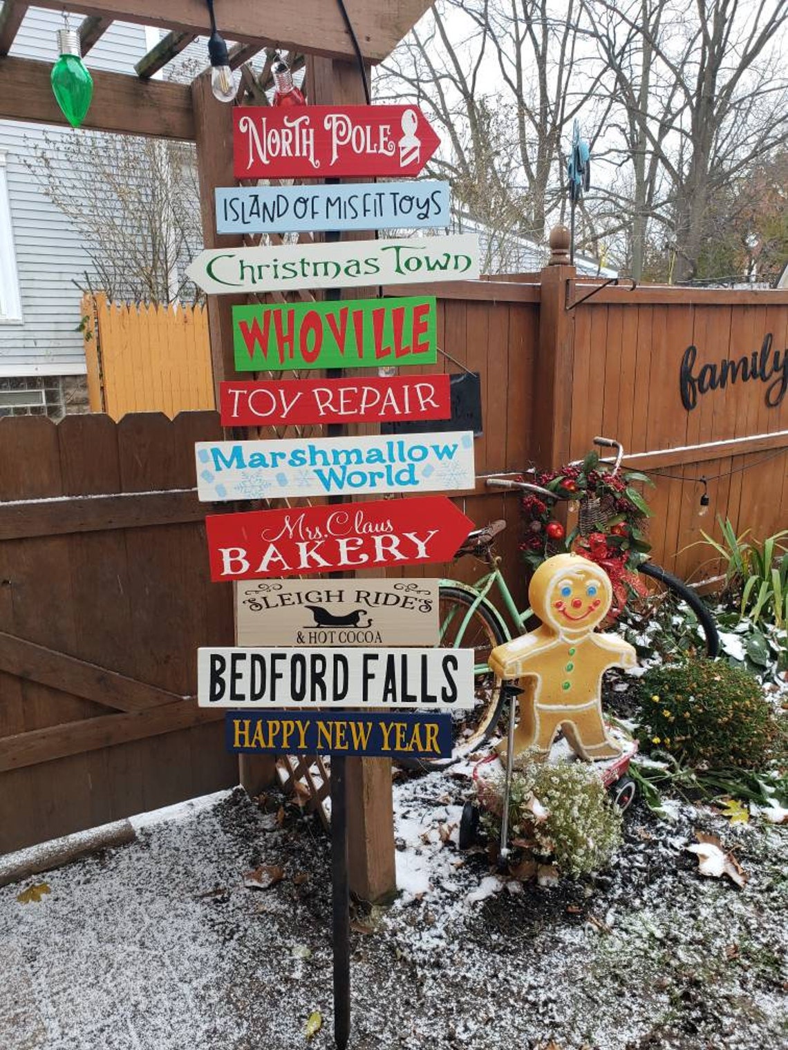 Christmas Directional Sign Porch Sign Distressed Wood Lawn - Etsy
