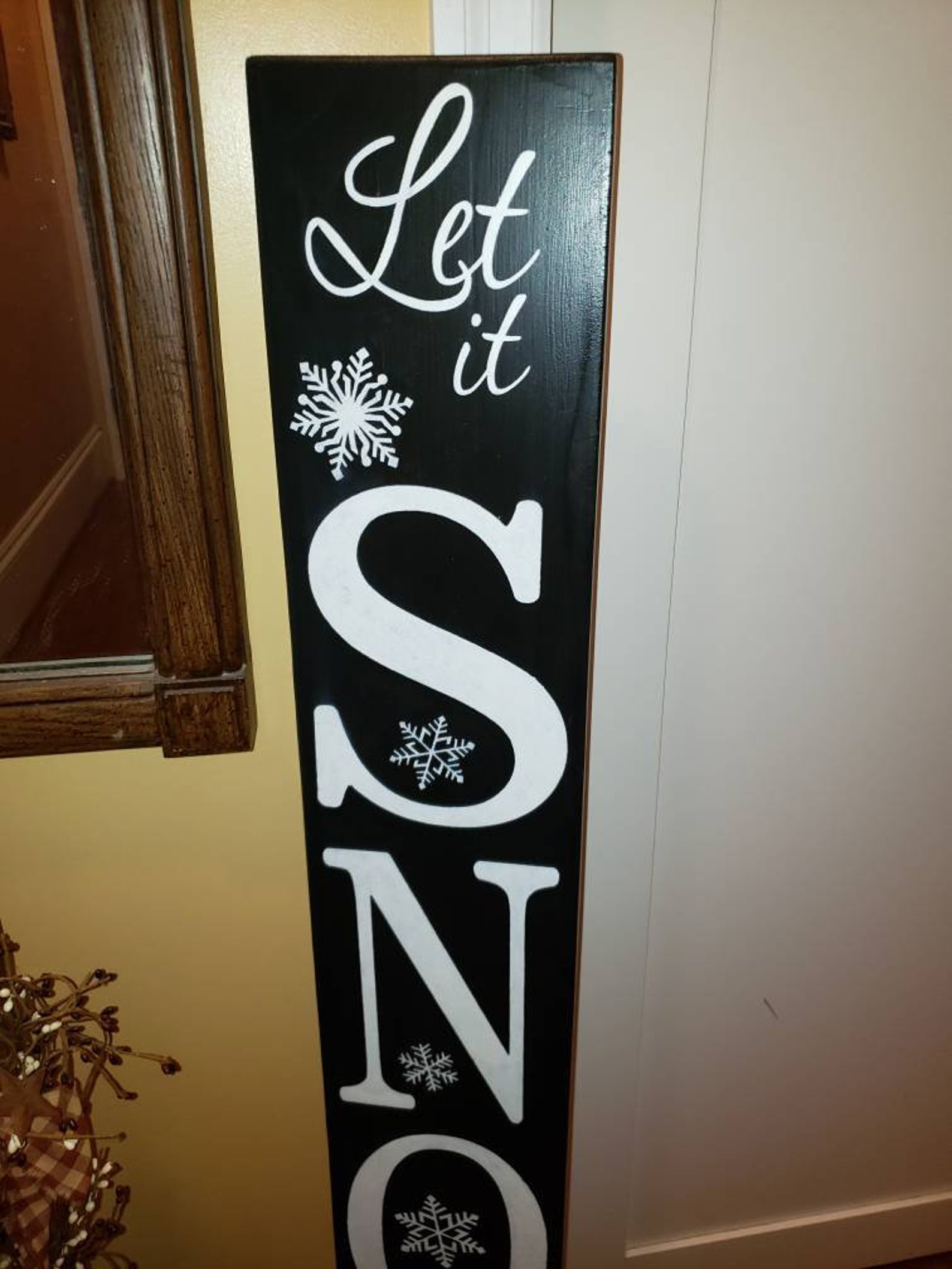 Vertical Let It Snow Wood Porch Sign 48x7 Entryway Sign Rustic Wood ...