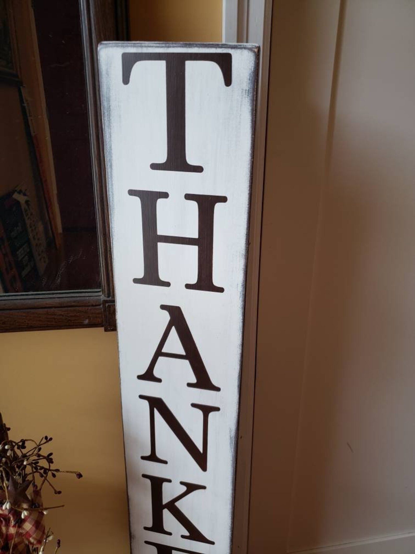 Thankful Porch Sign Fall Decor Vertical Distressed Wood Sign - Etsy